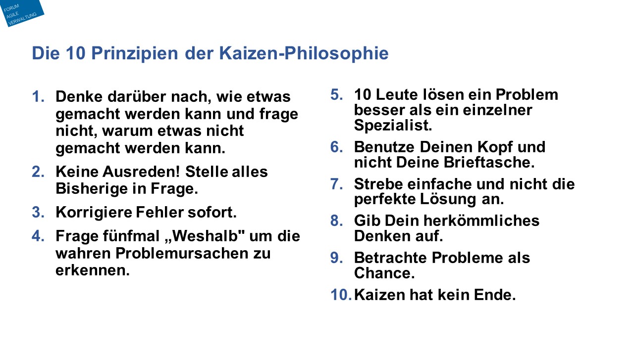 Die 10 Prinzipien der Kaizen-Philosophie – Agile Verwaltung